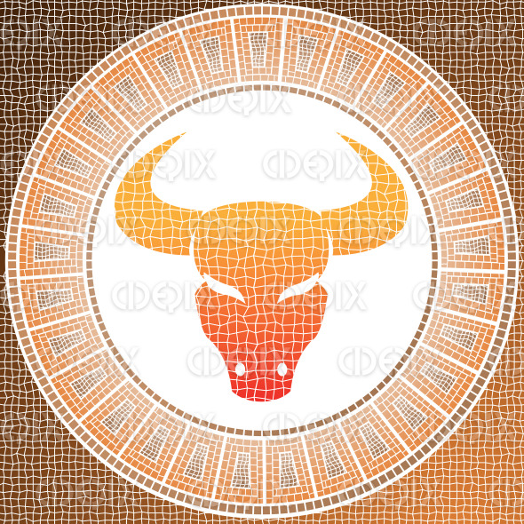 orange brown taurus mosaic zodiac star sign | Cidepix