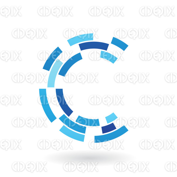 Blue Round Symbol of Letter C formed by Rectangular Shapes | Cidepix