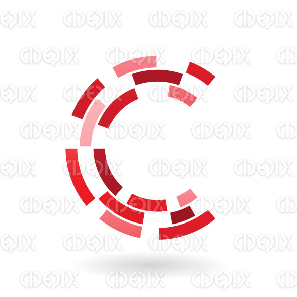 Red Round Symbol of Letter C formed by Rectangular Shapes | Cidepix