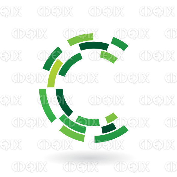 Green Round Symbol of Letter C formed by Rectangular Shapes | Cidepix