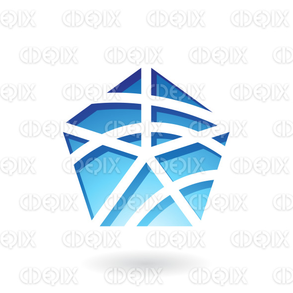 Blue Pentagon Shaped Abstract Striped Icon | Cidepix