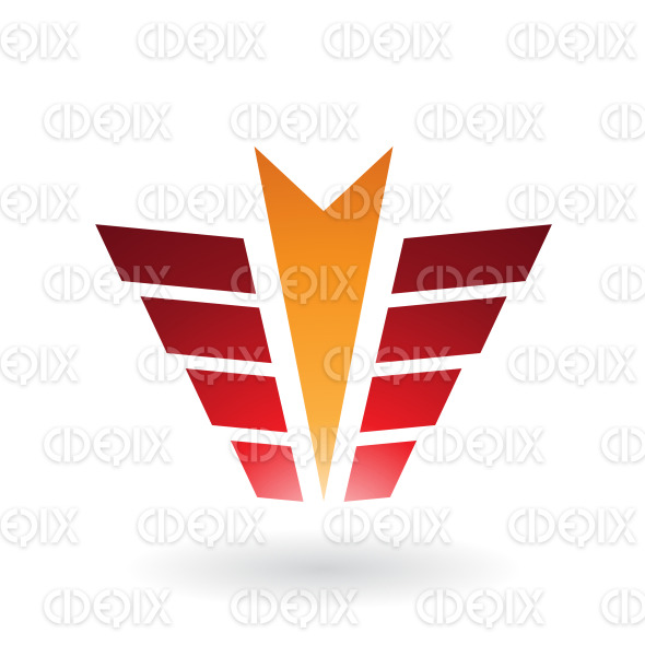 Yellow and Red Arrow and Wing Shaped Abstract Icon | Cidepix