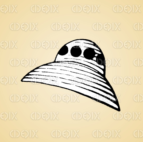 Ink Sketch of an Alien Spaceship with White Fill | Cidepix