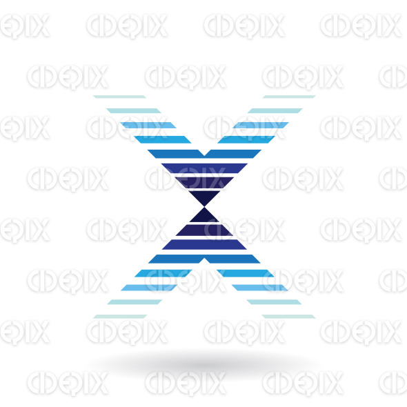 Dark Blue Striped Icon for Letter X Vector Illustration | Cidepix