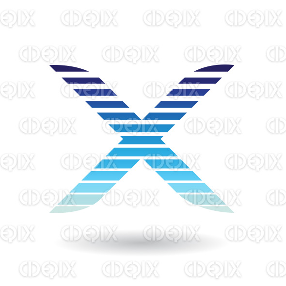 Rounded Striped Blue Icon for Letter X Vector Illustration | Cidepix