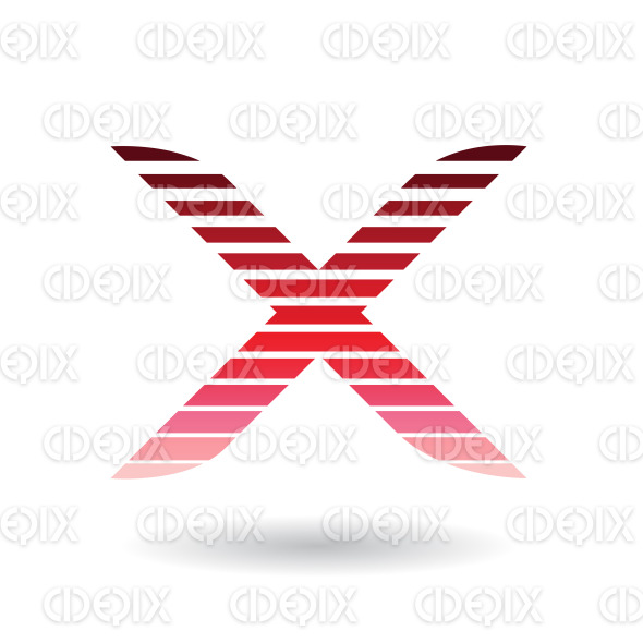 Rounded Striped Red Icon for Letter X Vector Illustration | Cidepix