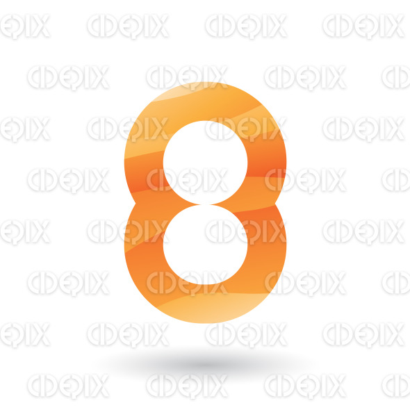 Orange Round Icon for Number 8 Vector Illustration | Cidepix