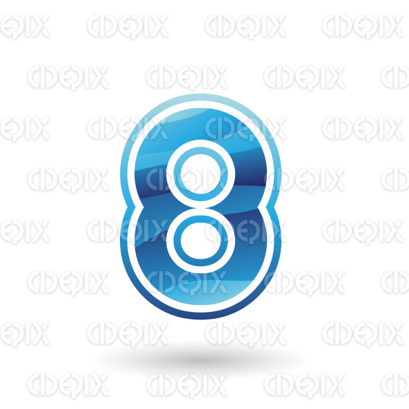 Blue Round Icon for Number 8 Vector Illustration | Cidepix