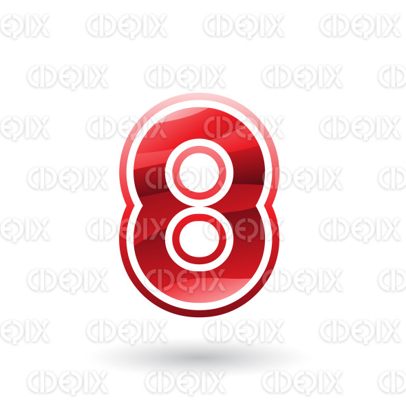 Red Round Icon for Number 8 Vector Illustration | Cidepix