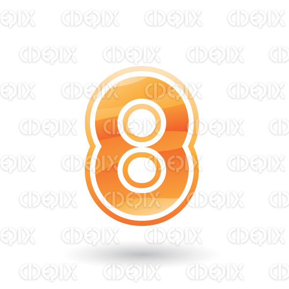 Orange Round Icon for Number 8 Vector Illustration | Cidepix