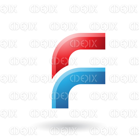 Red and Blue Letter F with Round Corners Vector Illustration | Cidepix