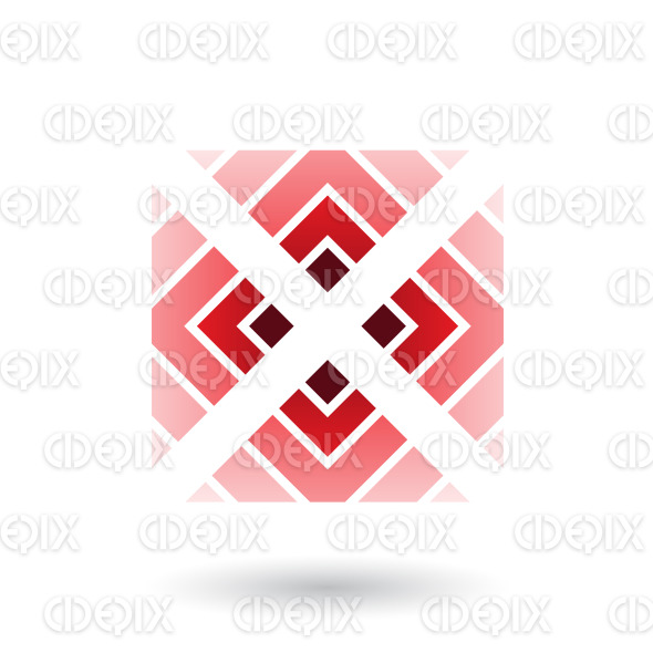 Red Letter X Icon with Square and Triangles Vector Illustration | Cidepix