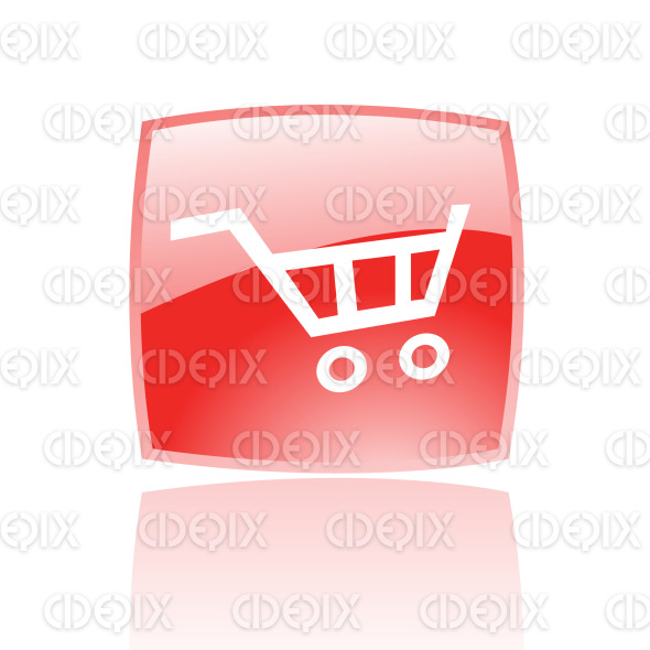 shopping cart icon on red glossy button | Cidepix
