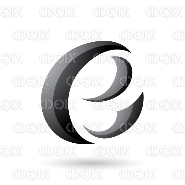 Grey Crescent Shape Letter E Vector Illustration | Cidepix