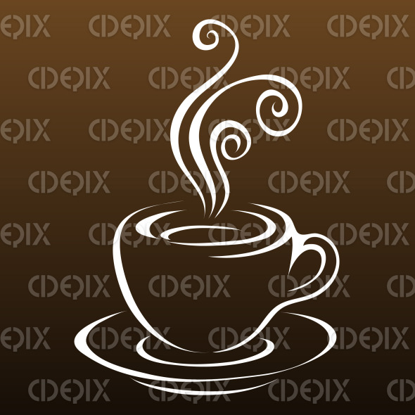 cartoon coffee cup with swirly smoke | Cidepix