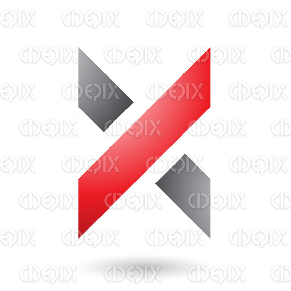 Red and Grey Thick Shaded Letter X Vector Illustration | Cidepix