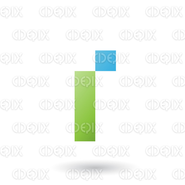 Green Letter I with Rectangular Shapes Vector Illustration | Cidepix