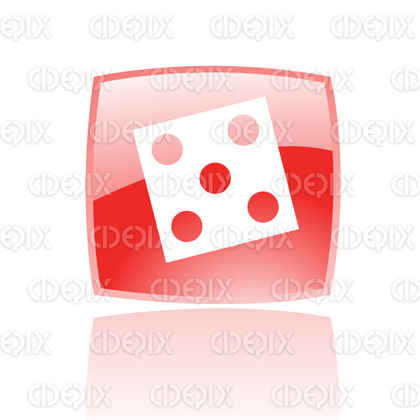 dice icon on red glossy button | Cidepix