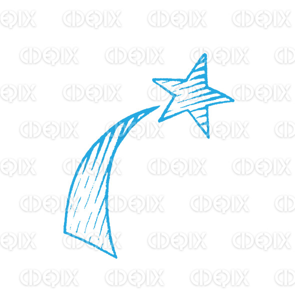 Blue Vectorized Ink Sketch of Shooting Star Illustration | Cidepix