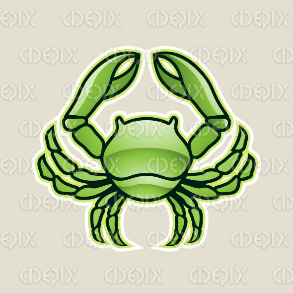 Green Glossy Crab or Cancer Icon Vector Illustration | Cidepix