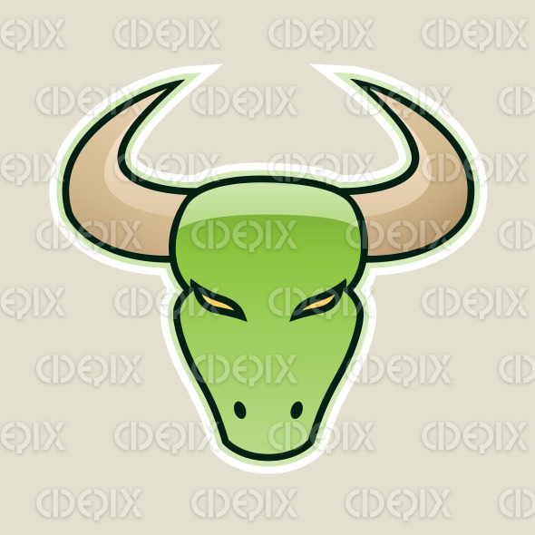 Green Strong Bull Icon Vector Illustration | Cidepix