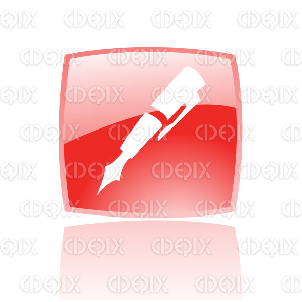pen icon on glossy red button | Cidepix