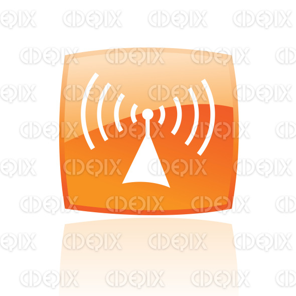 radio icon on orange glossy button | Cidepix