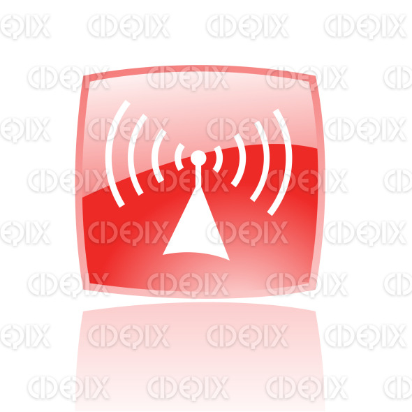 radio icon on red glossy button | Cidepix