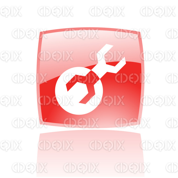 wrench icon on glossy red button | Cidepix