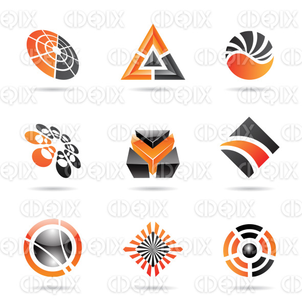 orange and black abstract logo icons, Set 3 | Cidepix