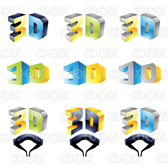 colorful 3D viewing technology icons and glasses | Cidepix