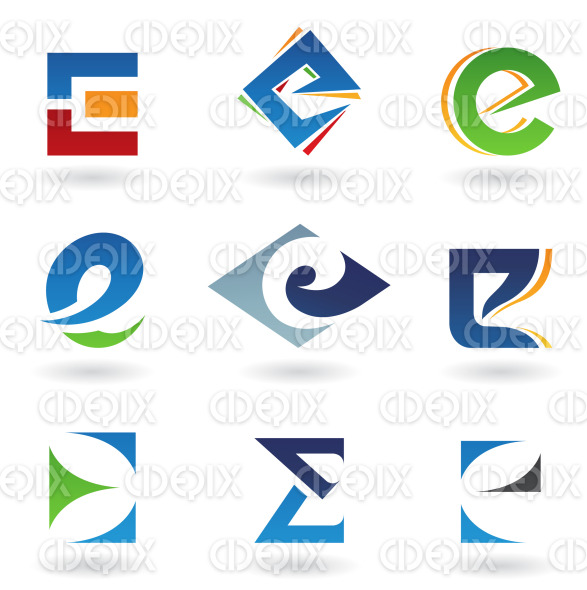 colorful abstract icons and designs for letter e | Cidepix