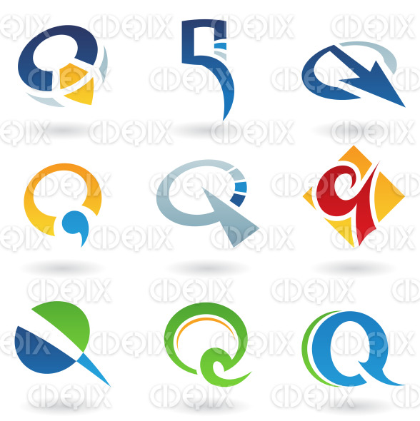 colorful abstract icons and designs for letter q | Cidepix