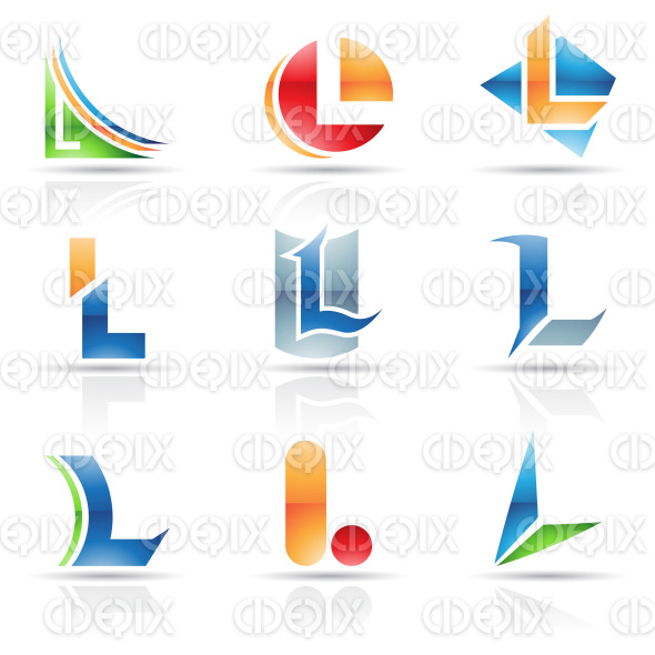 Glossy abstract Icons for letter L | Cidepix