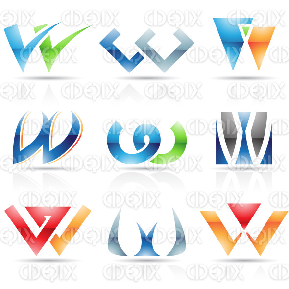 Glossy abstract Icons for letter W | Cidepix