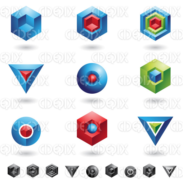 geometric 3d spheres, cubes, triangles and hexagons | Cidepix
