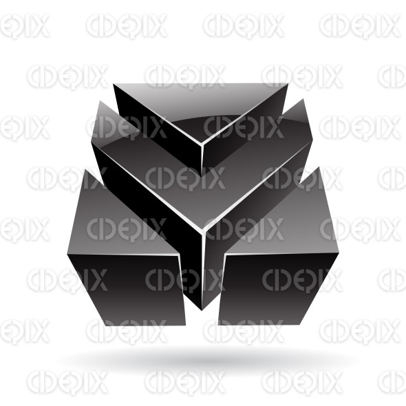 abstract black 3d glossy metallic arrow cube logo icon | Cidepix