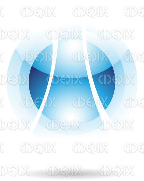 abstract blue glossy sphere logo icon with fake transparency | Cidepix