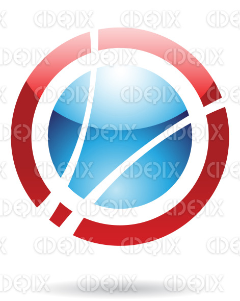 abstract red and blue glossy planet orbit logo icon | Cidepix