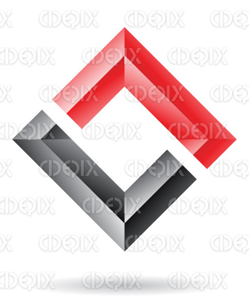 abstract red and black embossed square logo icon | Cidepix