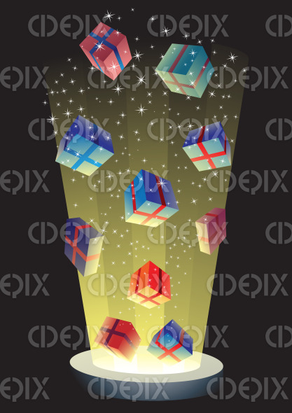 magical gift boxes exploding with light | Cidepix