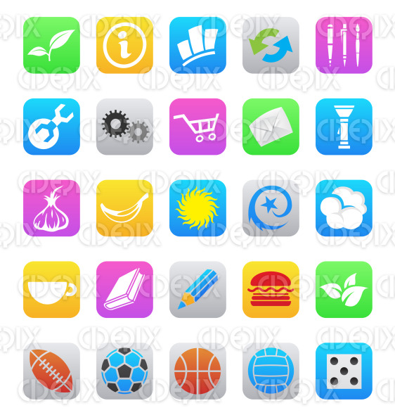 various colorful icons for ios 7 style mobile apps isolated | Cidepix