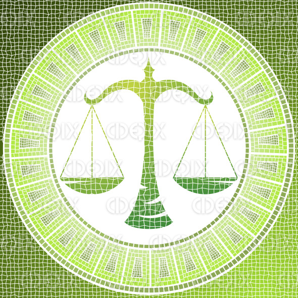green libra zodiac sign on a mosaic | Cidepix