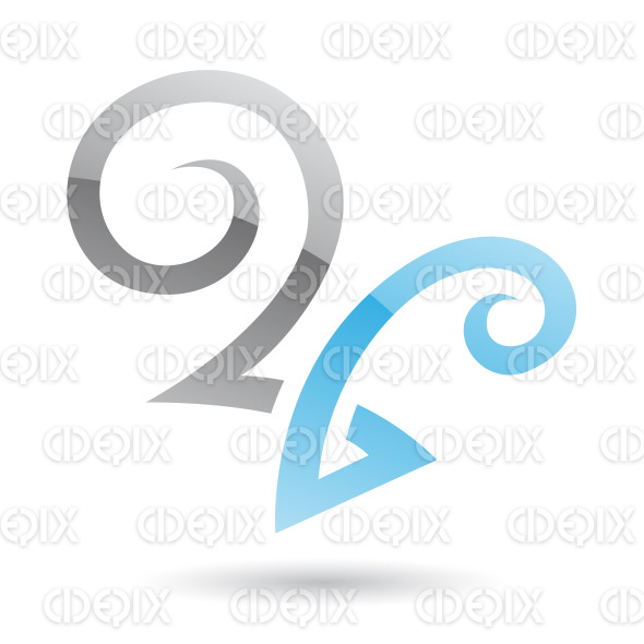 Grey and Blue Swirly Abstract Icon | Cidepix