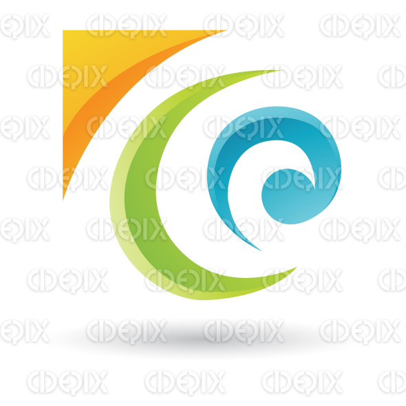 Orange, Green and Blue Abstract Icon | Cidepix
