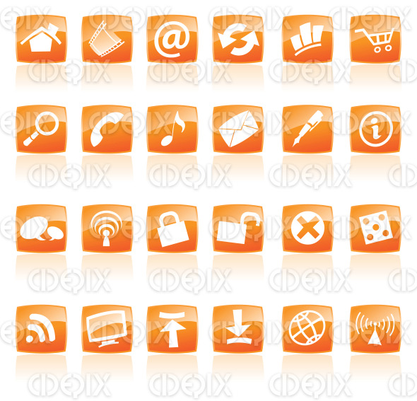 web, computer, app icons on orange buttons | Cidepix