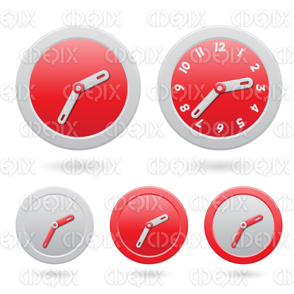 Modern Red Clocks Isolated on White | Cidepix