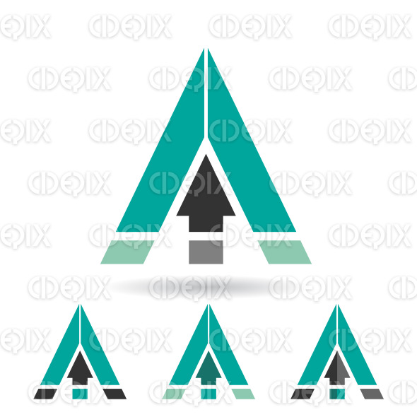 Lime green and black abstract triangle letter A symbol with an arrow ...