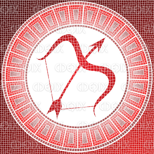 red sagittarius mosaic zodiac star sign | Cidepix