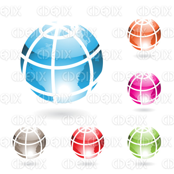 Colorful Glossy Globe Icons with Shadows | Cidepix